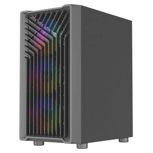 Vida Cyclone Black ARGB Gaming Case w/ Glass Window, Micro ATX, 4x ARGB Fans, Grill/Mesh Front ...